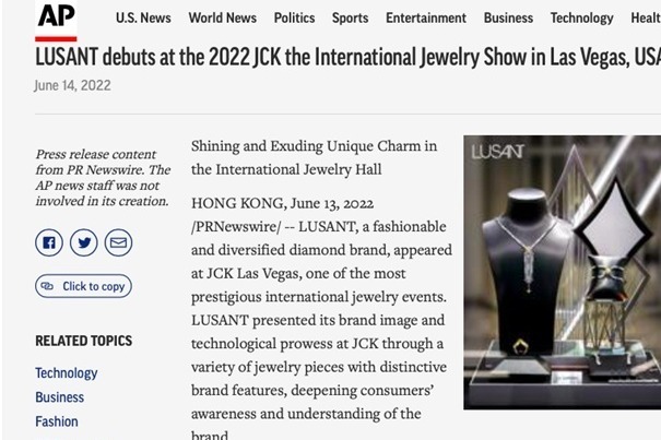 LUSANT露璨品牌亮相JCK美国拉斯维加斯国际珠宝展览会_凤凰网商业_凤凰网