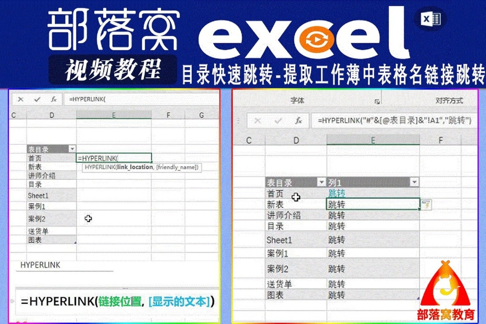Excel目录快速跳转视频：提取工作薄中表格名链接跳转凤凰网视频凤凰网 
